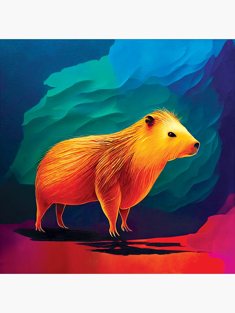 "Colourful capybara painting" Sticker for Sale by Geminiartstudio ...