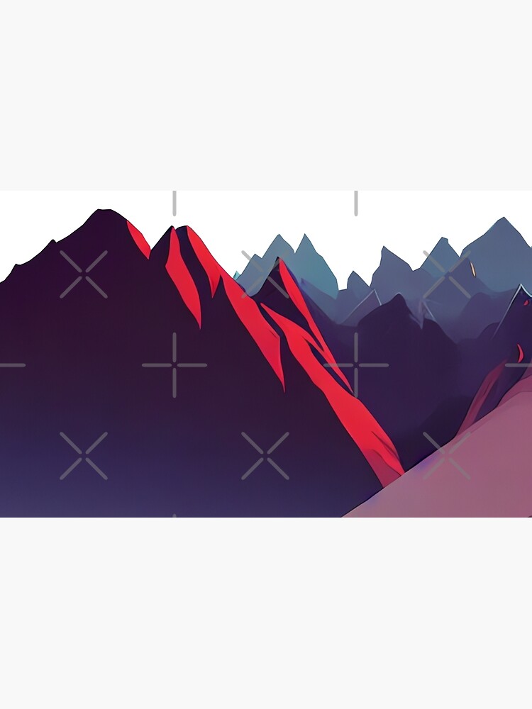 "Red blue mountains in sunset classic" Poster for Sale by ...