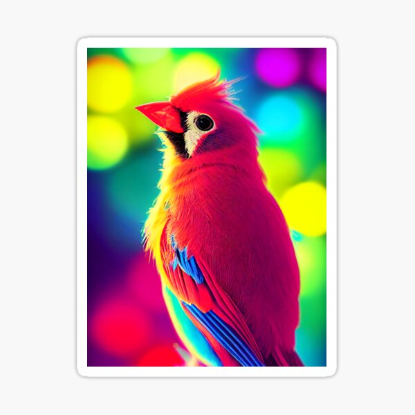 "NEON RED CARDINAL BIRD" Sticker for Sale by GloriaSanchez | Redbubble