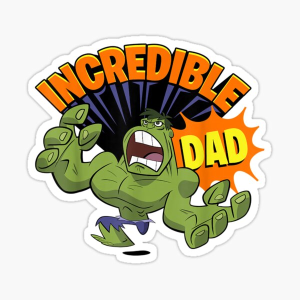 "Father's Day Huck Incredible Dad Action Pose Word Pop " Sticker for ...