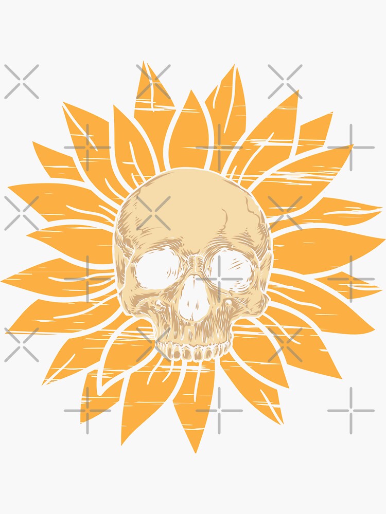 "Halloween Sunflower Skeleton" Sticker for Sale by LatifaSebila | Redbubble