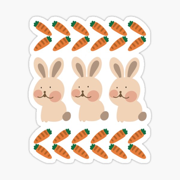 "Cute rabbits and carrots" Sticker for Sale by PattiiPraww | Redbubble