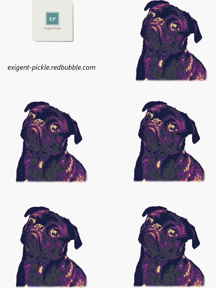 "8-bit Pug Sticker/Magnet Sheet" Sticker for Sale by exigent-pickle ...