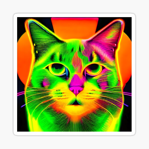 "Neon cat" Sticker for Sale by KamiDomi | Redbubble