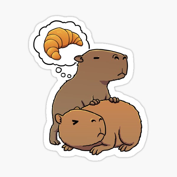 "Capybara hungry for Croissant Pastry" Sticker for Sale by Capydays ...