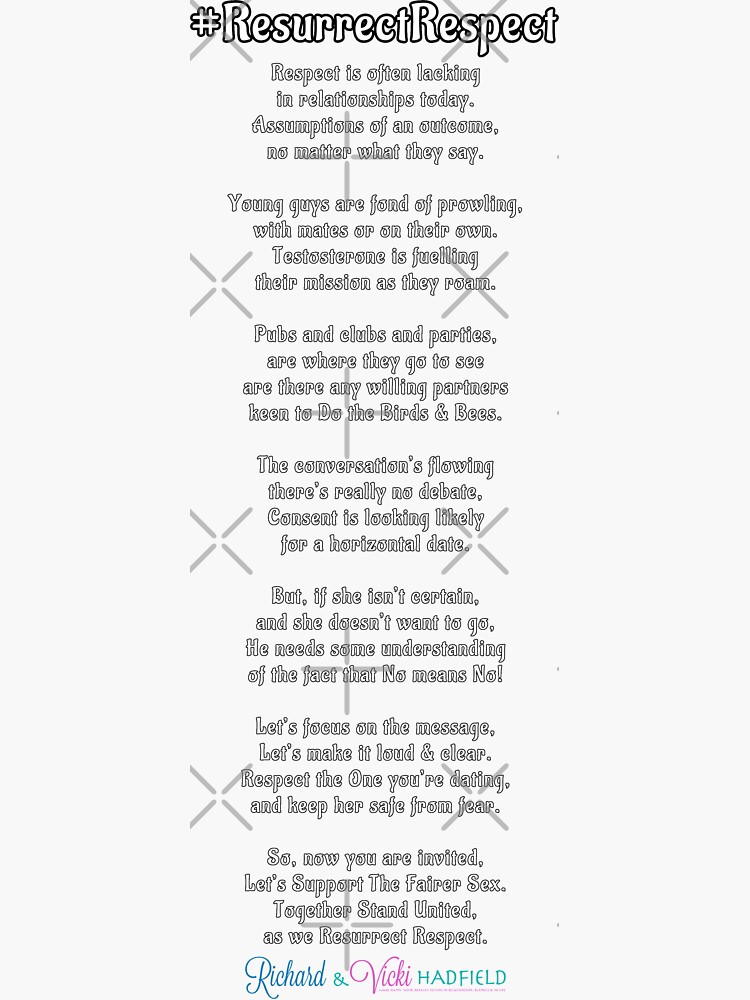 "ResurrectRESPECT.com poem : Richard and Vicki Hadfield - basic white ...