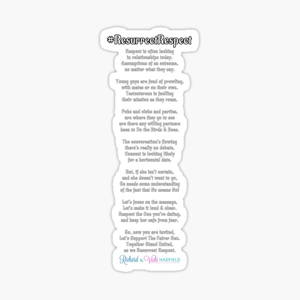 "ResurrectRESPECT.com poem : Richard and Vicki Hadfield - basic white ...