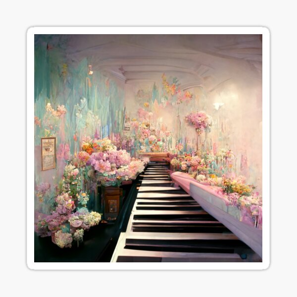 "Piano Flowers" Sticker for Sale by Ethereal-Realms | Redbubble