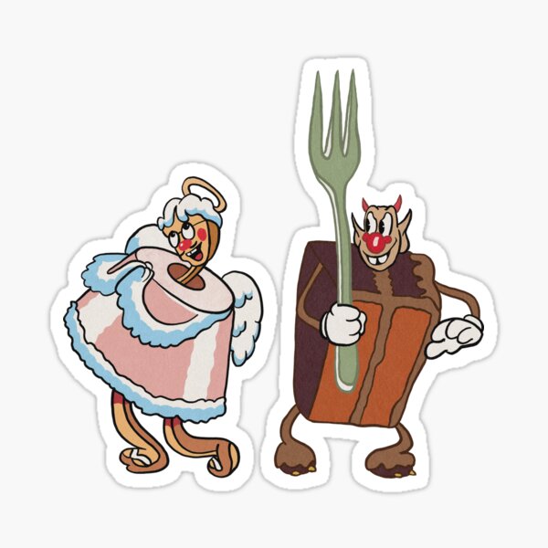 "Angel and Devil Food Cake" Sticker for Sale by LliamAmor | Redbubble