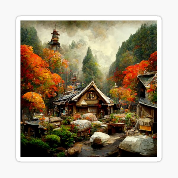 "Chinese Village" Sticker for Sale by Qi-Shrine | Redbubble