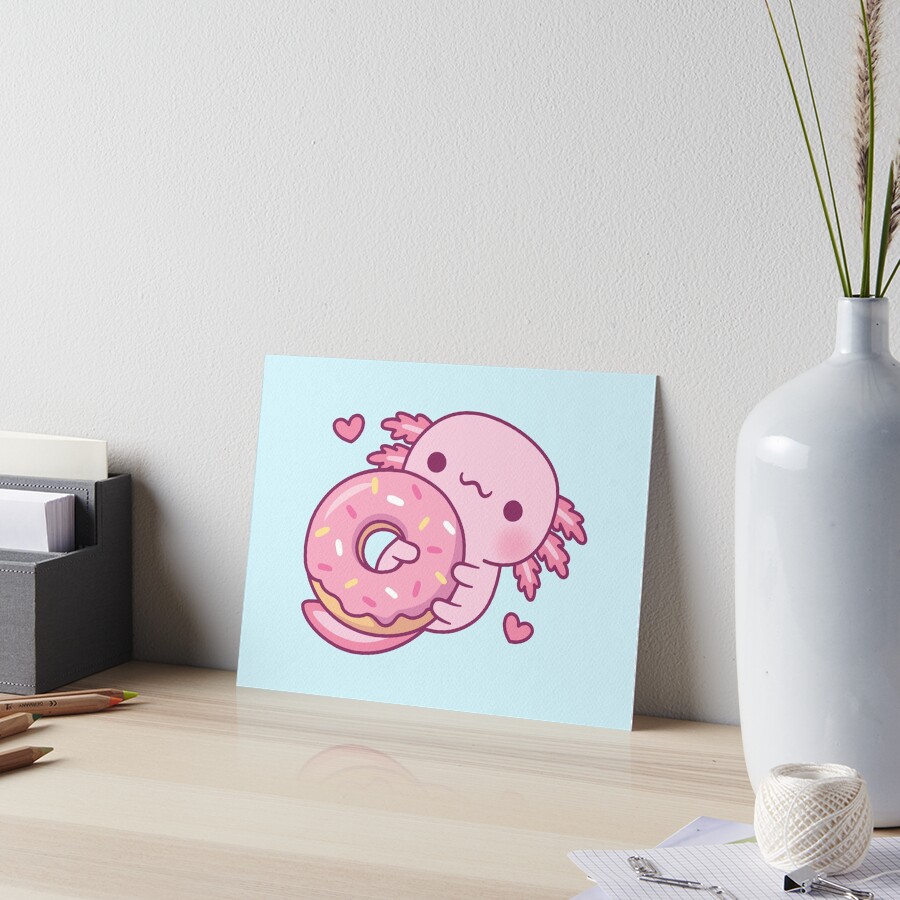 "Cute Axolotl Hugging Donut" Poster for Sale by rustydoodle | Redbubble