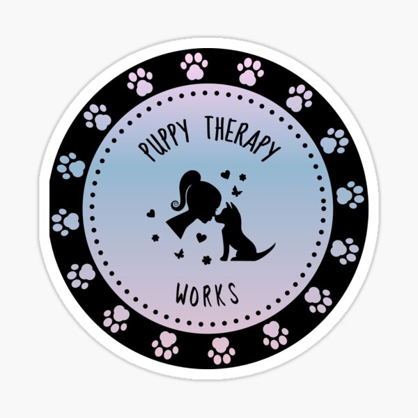 "Puppy Therapy Works - Cute Puppy Design" Sticker for Sale by Jiggyplum ...