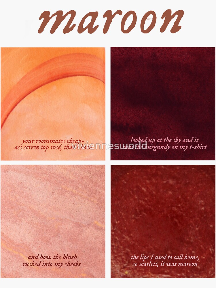 "maroon lyric color palette / graphic design" Sticker for Sale by ...