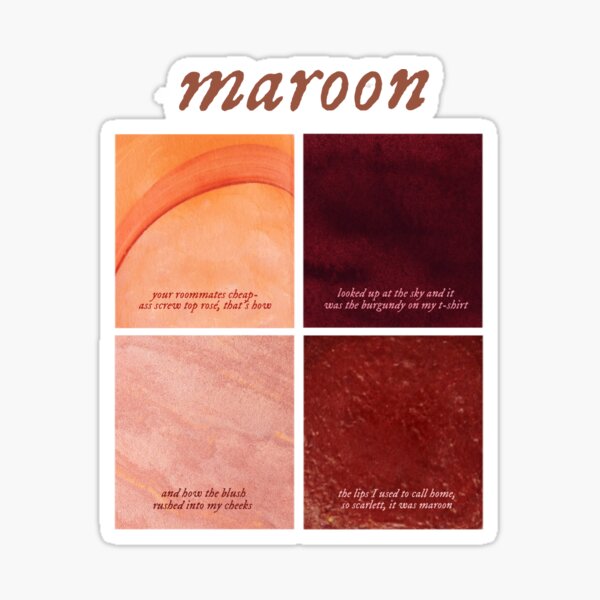"maroon lyric color palette / graphic design" Sticker for Sale by ...