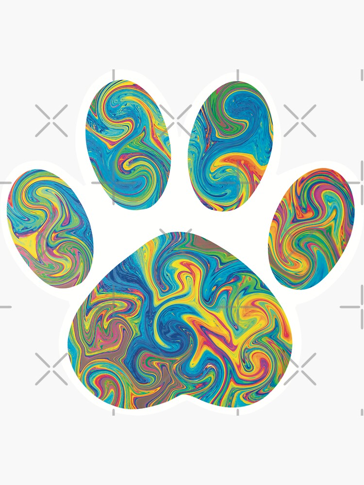 " Paw Print in Rainbow Swirl Colors" Sticker for Sale by maywinterfox ...