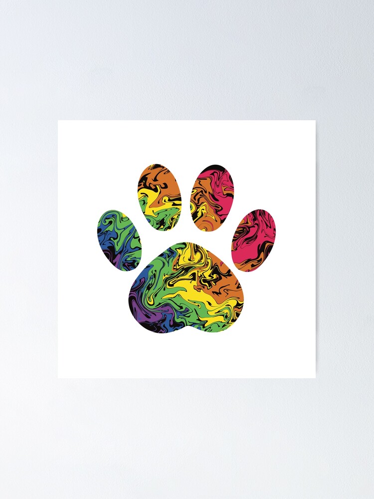 "Paw Print in Rainbow Swirl Colors" Poster for Sale by maywinterfox ...