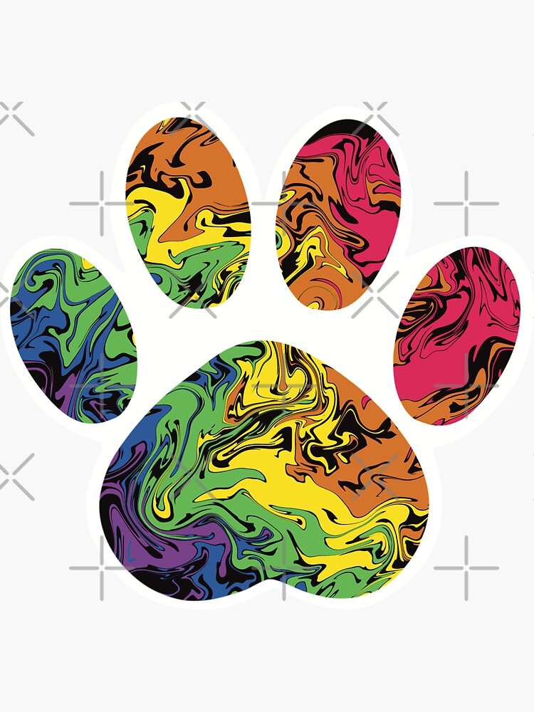 "Paw Print in Rainbow Swirl Colors" Sticker for Sale by maywinterfox ...