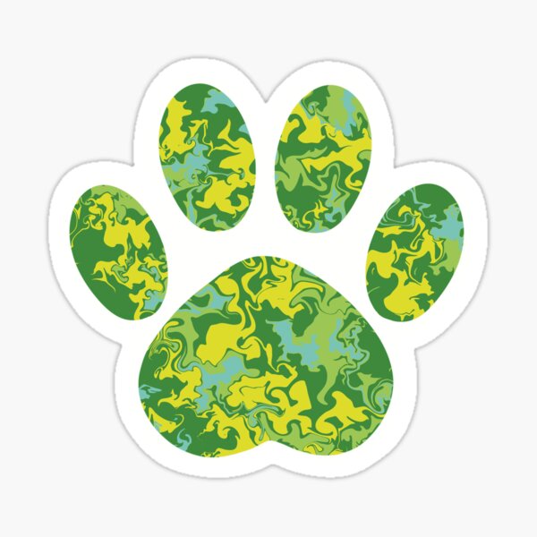 "Paw Print in Green Yellow Swirl Colors" Sticker for Sale by ...