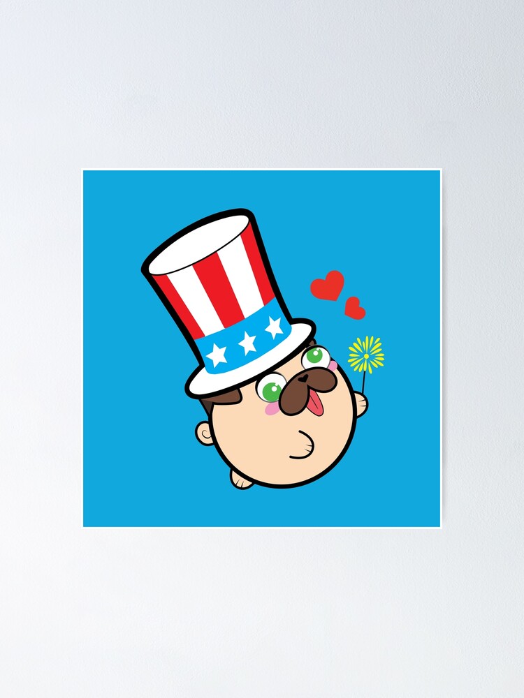 Póster «Doopy el cachorro Pug - Día de la Independencia» de poopy-and ...