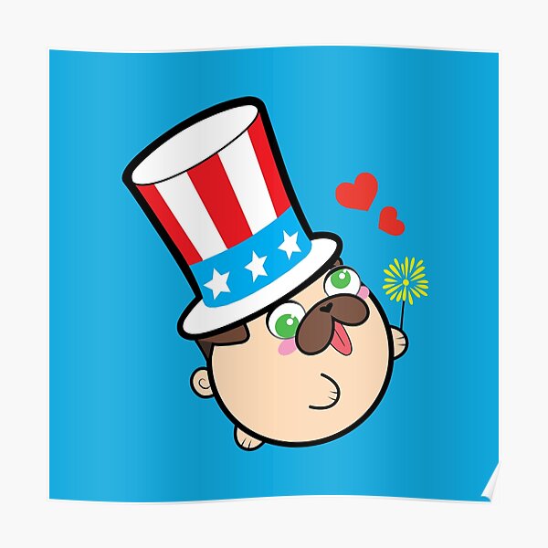 Póster «Doopy el cachorro Pug - Día de la Independencia» de poopy-and ...
