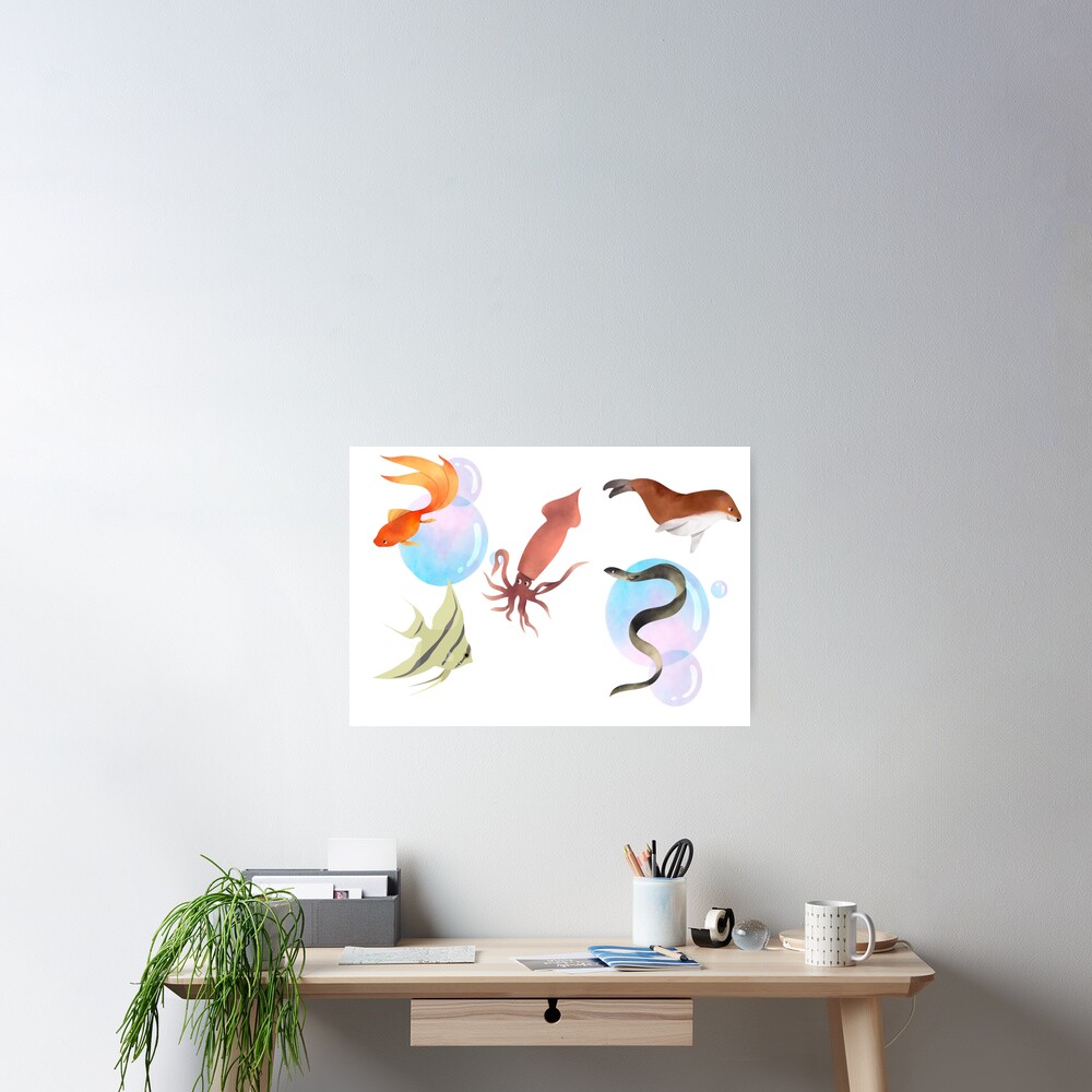 "Watercolour Sea Animals" Poster for Sale by susannapujolcli | Redbubble