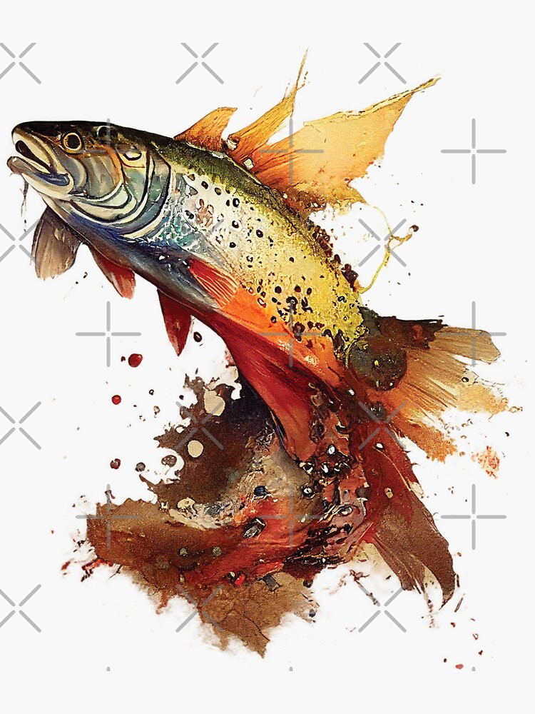 "Ink splash art of a trout." Sticker for Sale by DEGryps | Redbubble