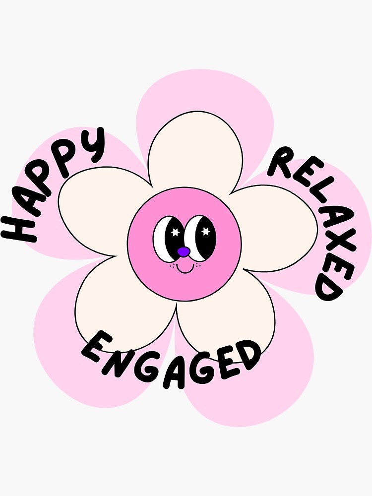 "Pink Happy, Relaxed, and Engaged " Sticker for Sale by aba-creations ...