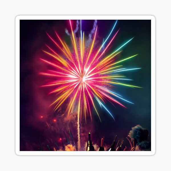 "Rainbow Fireworks at Night" Sticker for Sale by Malkas | Redbubble