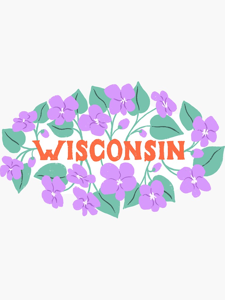 "Wisconsin with State Flower | Artist Designed Illustration Featuring ...