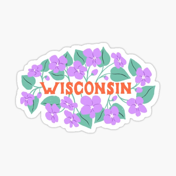 "Wisconsin with State Flower | Artist Designed Illustration Featuring ...
