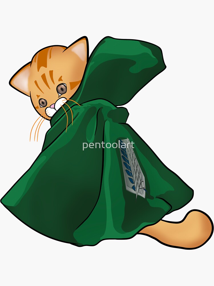 "Scout Cat- cat on titans" Sticker for Sale by pentoolart | Redbubble