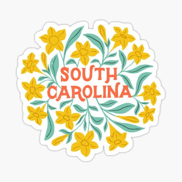 "South Carolina with State Flower | Artist Designed Illustration ...