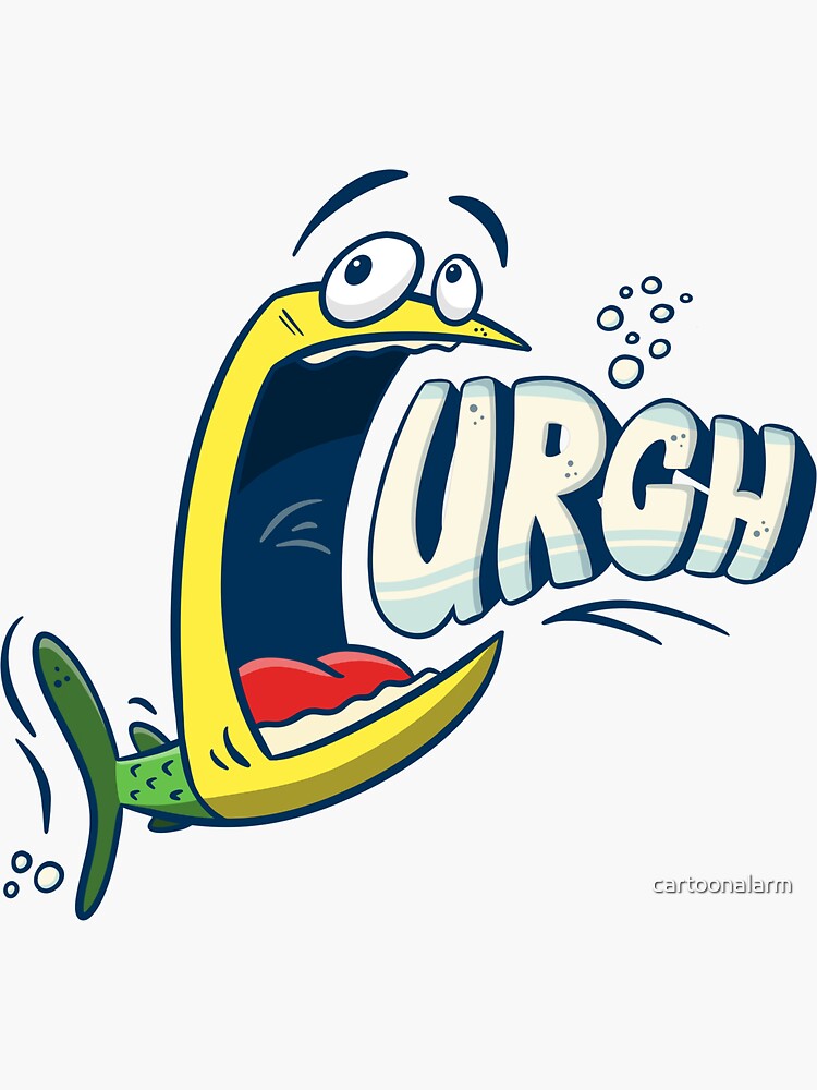 "Choking Fish - Urgh" Sticker for Sale by cartoonalarm | Redbubble