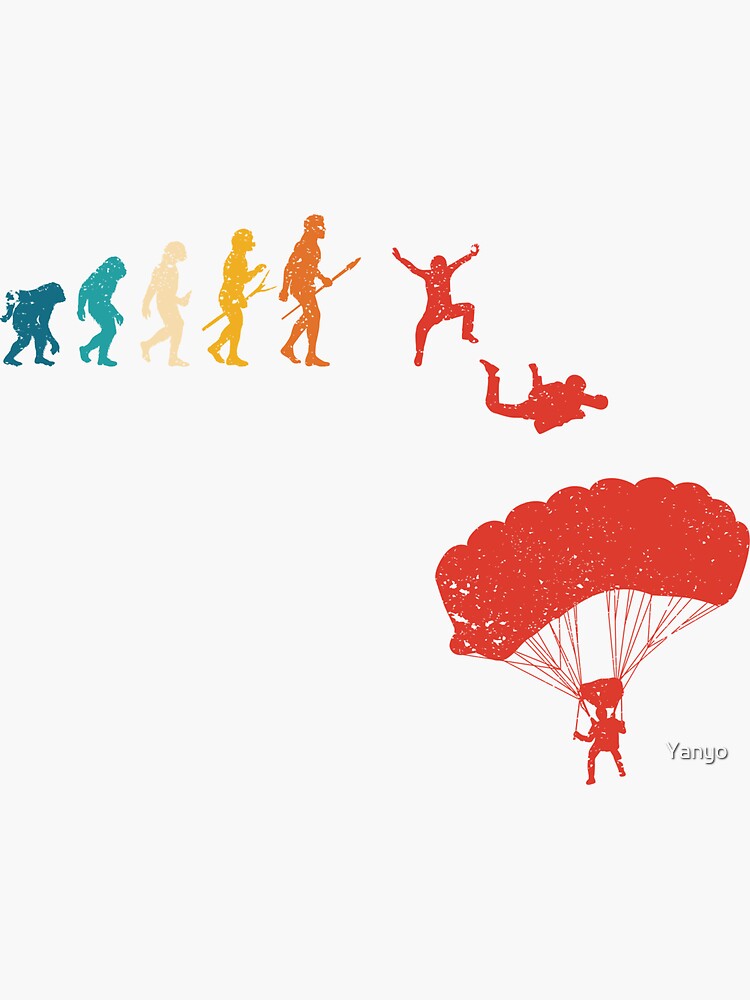 "Skydiving Evolution of man" Sticker for Sale by Yanyo | Redbubble