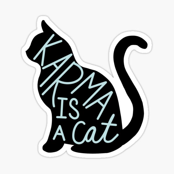 "karma is a cat" Sticker for Sale by bigwig5 | Redbubble