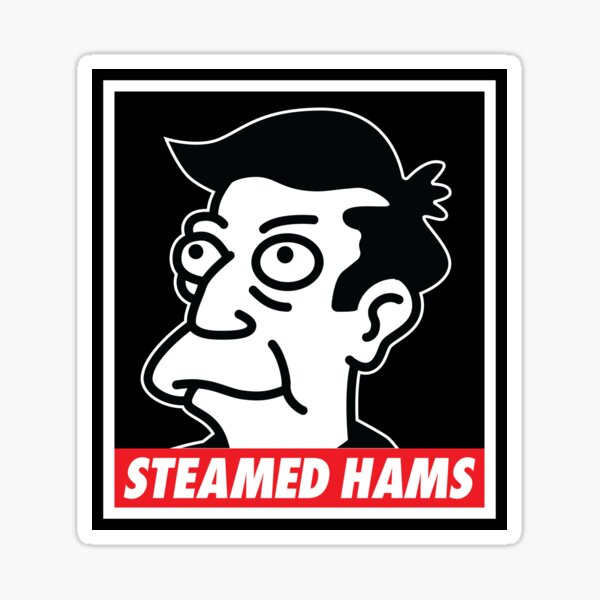 "STEAMED HAMS Logo - Wide" Sticker for Sale by GunnarErfjord | Redbubble
