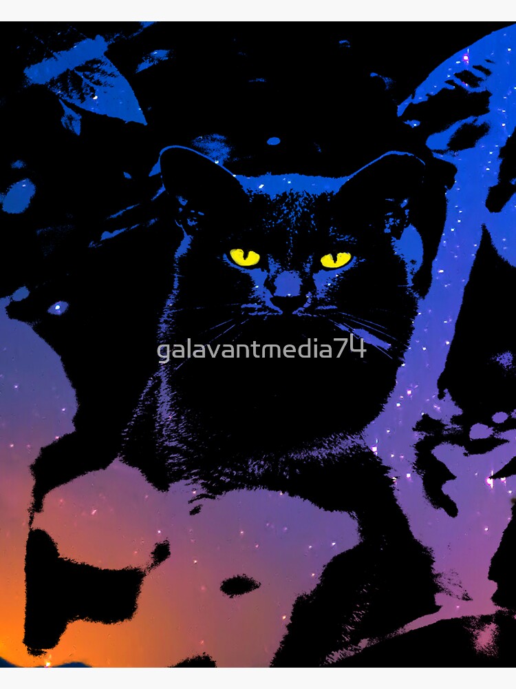 "Mystic Cat - Black cat familiar magic psychedelic Halloween art ...