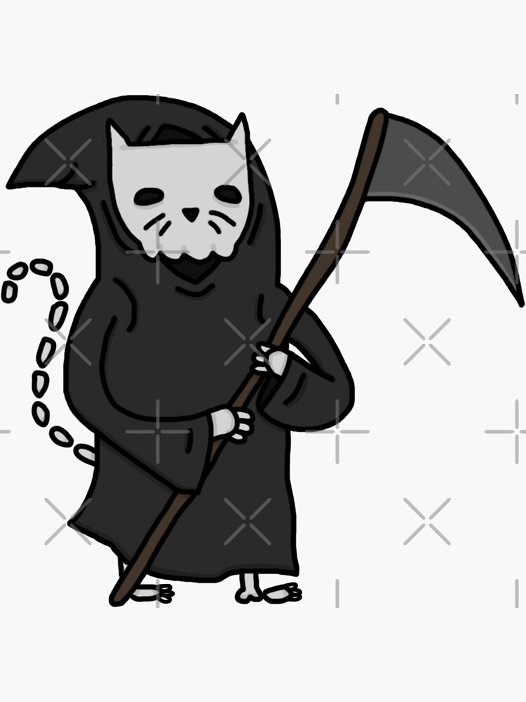 "Sad Cat Grim Reaper" Sticker for Sale by JSGB | Redbubble