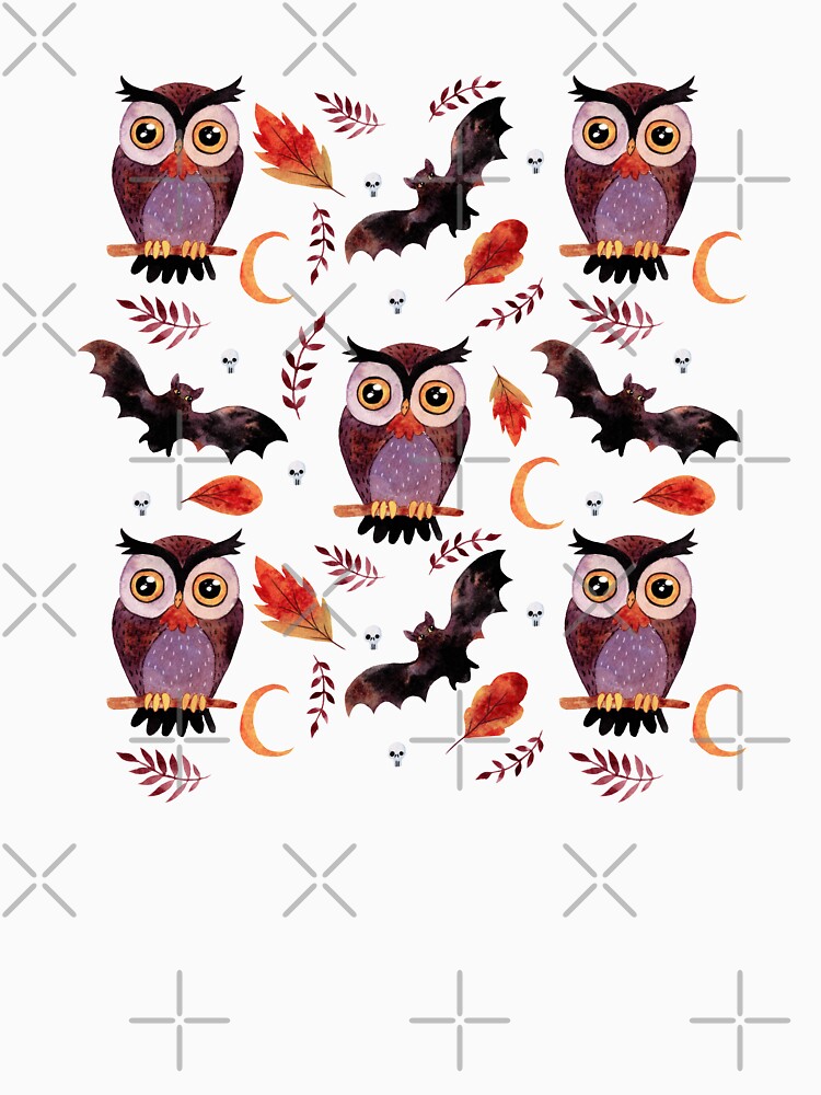 "Owl and Bat Halloween Pattern" Essential T-Shirt for Sale by ...