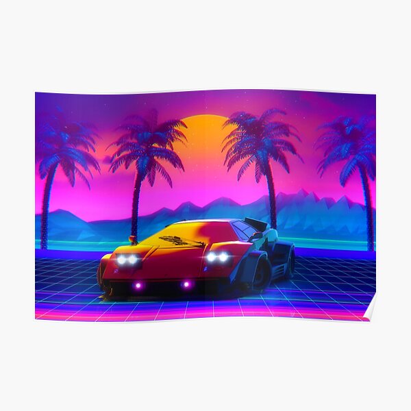 "Lambo Countach Synthwave Sunset" Poster for Sale by SimoCars | Redbubble