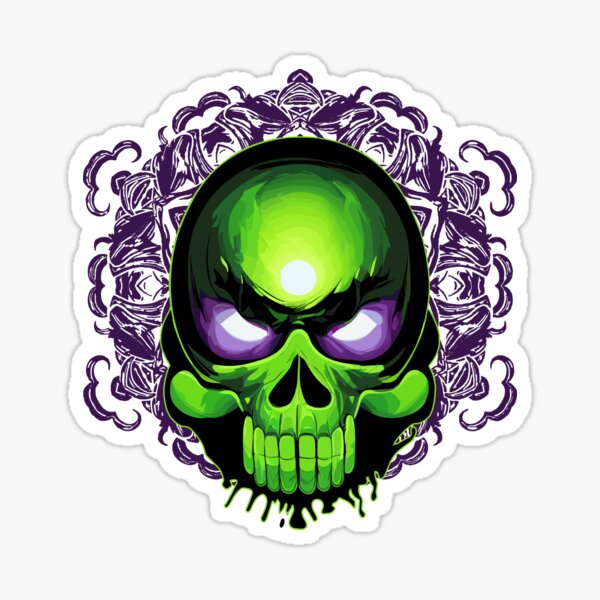 "Neon skull" Sticker for Sale by r-evolution-art | Redbubble