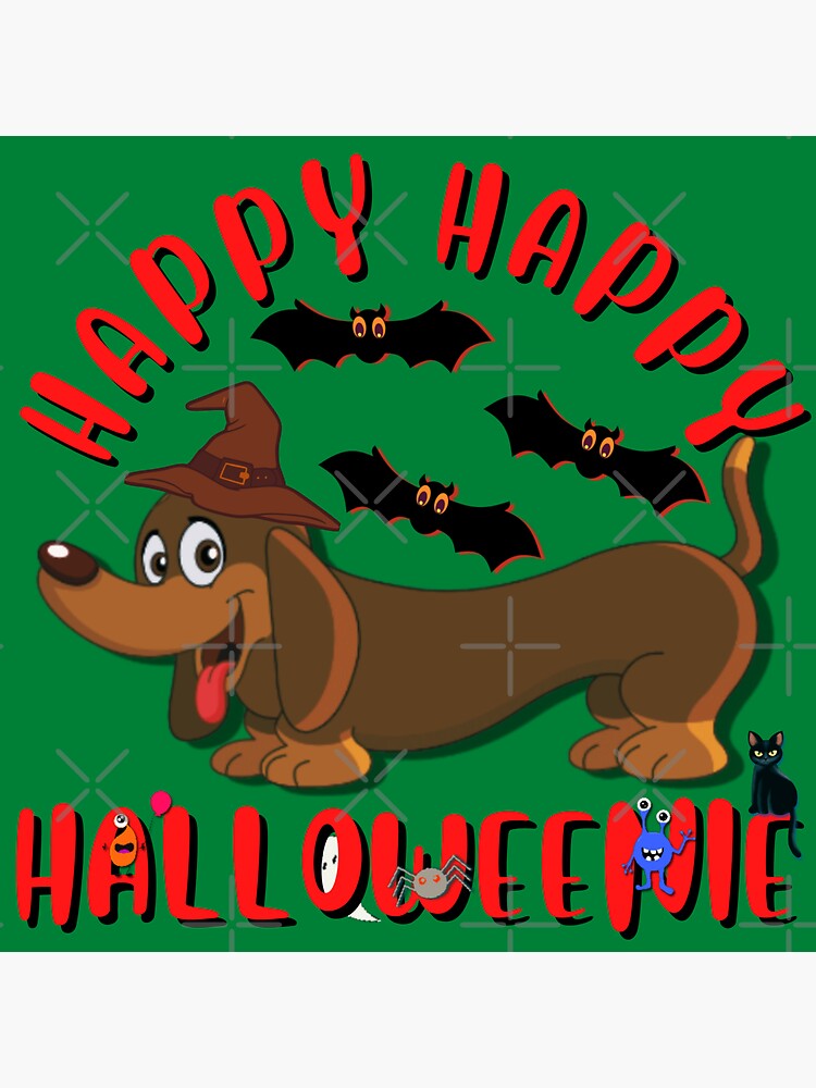 "Cute Happy Happy Halloweenie Dog" Sticker for Sale by Lovemountain ...
