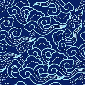 "Vintage Japanese Clouds, Cobalt and Sky Blue" Poster for Sale by ...