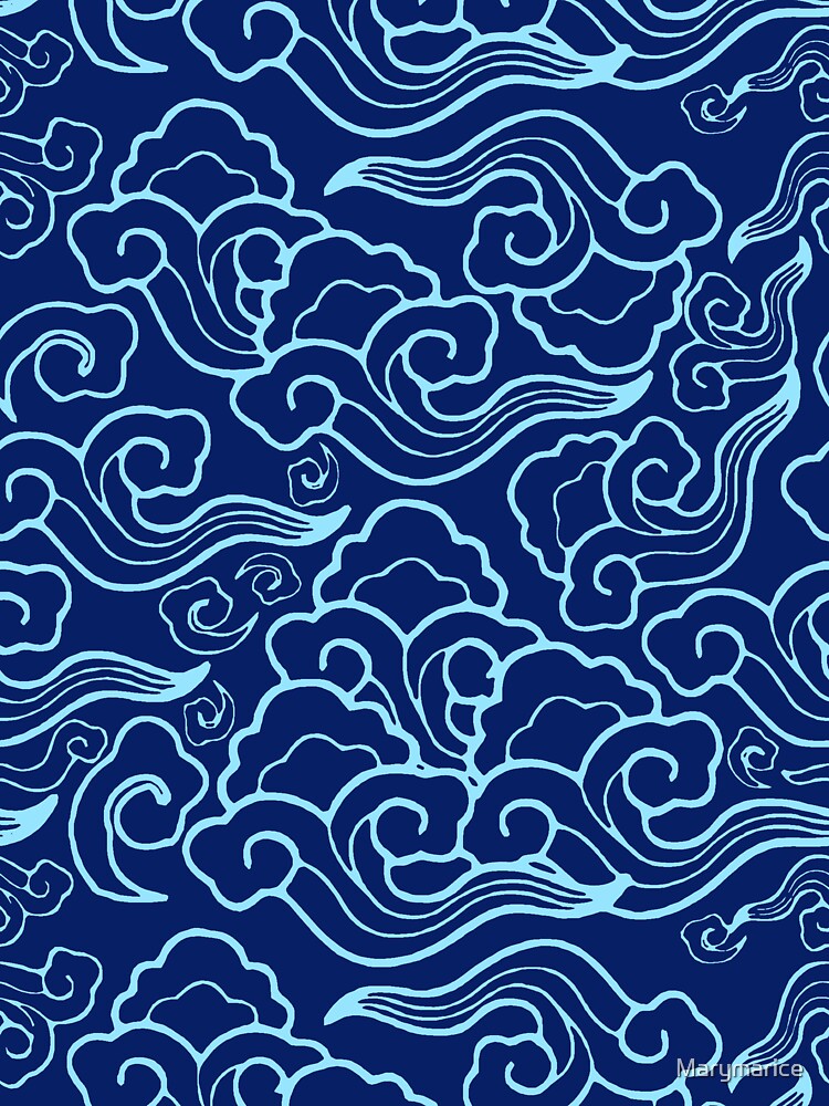 "Vintage Japanese Clouds, Cobalt and Sky Blue" Sticker for Sale by ...