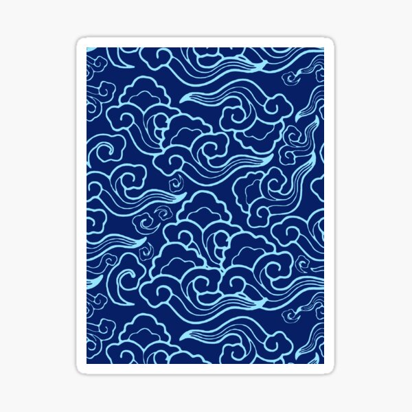 "Vintage Japanese Clouds, Cobalt and Sky Blue" Sticker for Sale by ...
