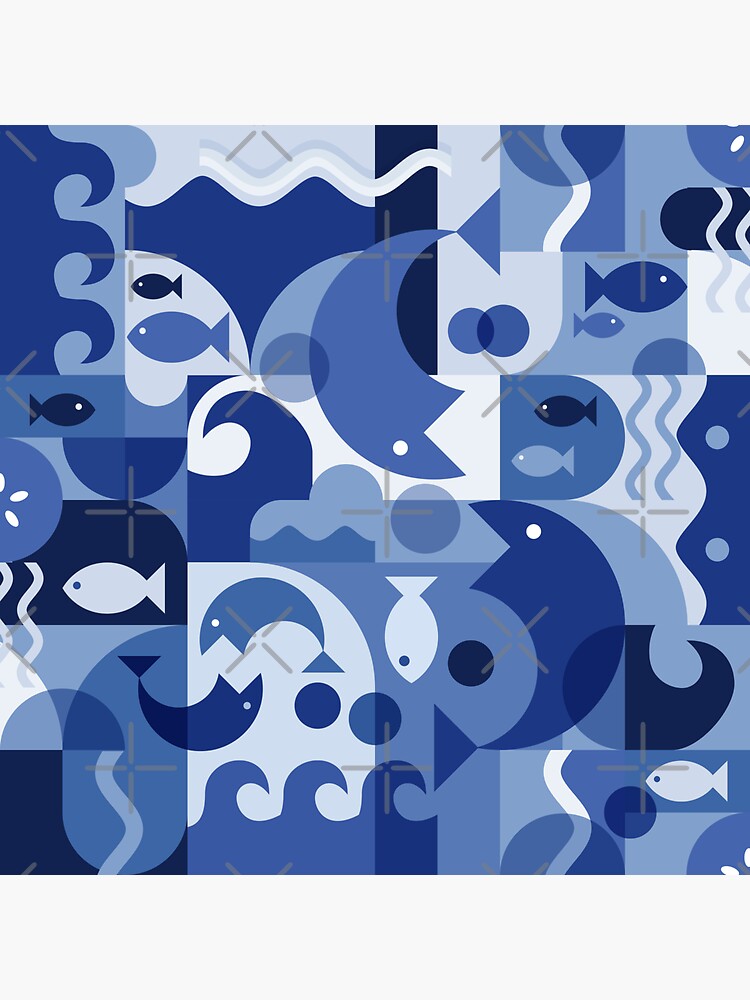 "Bauhaus Blue Fish" Sticker for Sale by creativinchi | Redbubble