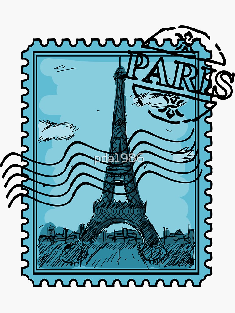 "Paris Stamp - Blue" Sticker for Sale by pda1986 | Redbubble