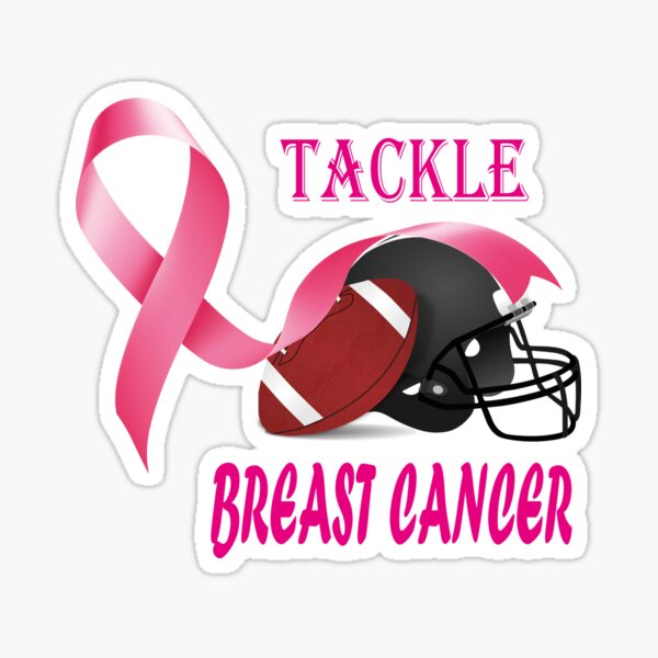 "tackle football pink ribbon breast cancer" Sticker for Sale by ...