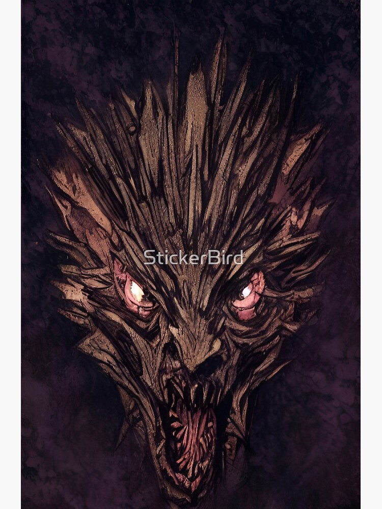 "Insane Demon Wood Portrait Design // Brown Red Tan" Sticker for Sale ...