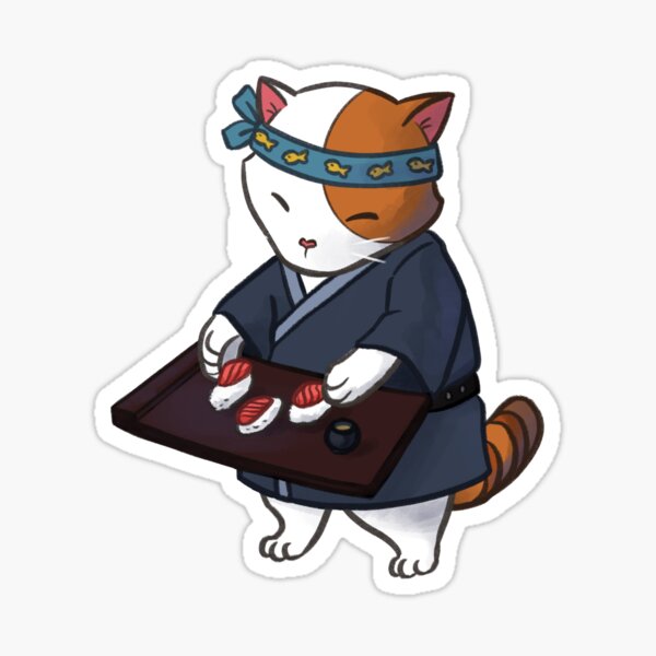 "Sushi Chef Cat" Sticker for Sale by hkpeps | Redbubble